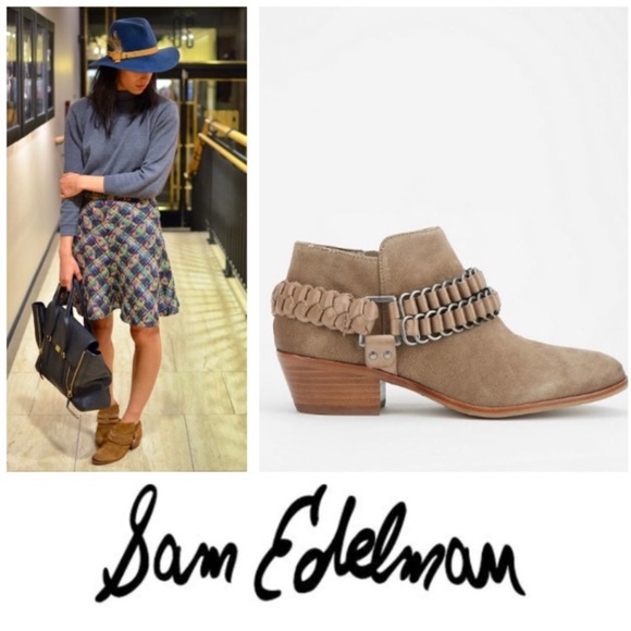 Sam Edelman | Shoes | Sam Edelman Taupe Suede Leather Posey Western ...